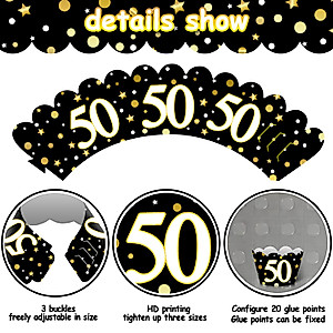 24pcs Dessert Cupcake Topper 24pcs Cupcake Wrappers Cheer to 50 Years Old Theme Decor Supplies Men Women Happy 50th Birthday Wedding Anniversary Party Decoration