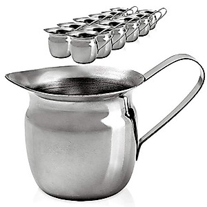 [12 Pack] 3 oz Creamer Pitcher - Stainless Steel Bell Creamers, Mini Cup Container for Serving Milk, Coffee Cream, Salad Dressing, Maple Syrup, Sugar, Espresso Machine for Restaurant, Cafes, Home Used