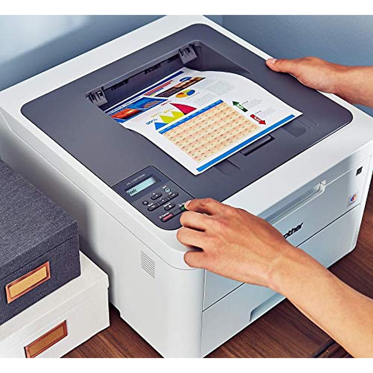 Brother HL-L3210CW Compact Digital Color Printer Providing Laser Printer Quality Results, Built-in Wireless, 250-sheet Paper Tray, 600 x 2400dpi, Works with Alexa, Bundle with JAWFOAL Printer Cable