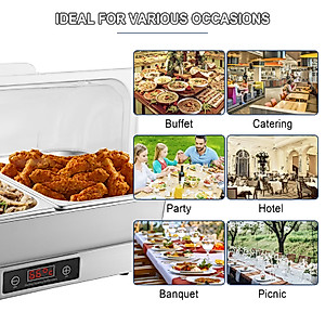 THXSUN Electric Chafing Dish, 2 x 4.5QT Half Size Electric Chafing Dish Buffet Set with Digital Adjustable Temp 0°C~100°C, 700WBuffet Servers and Warmers with Roll Top & Temp Display for Catering