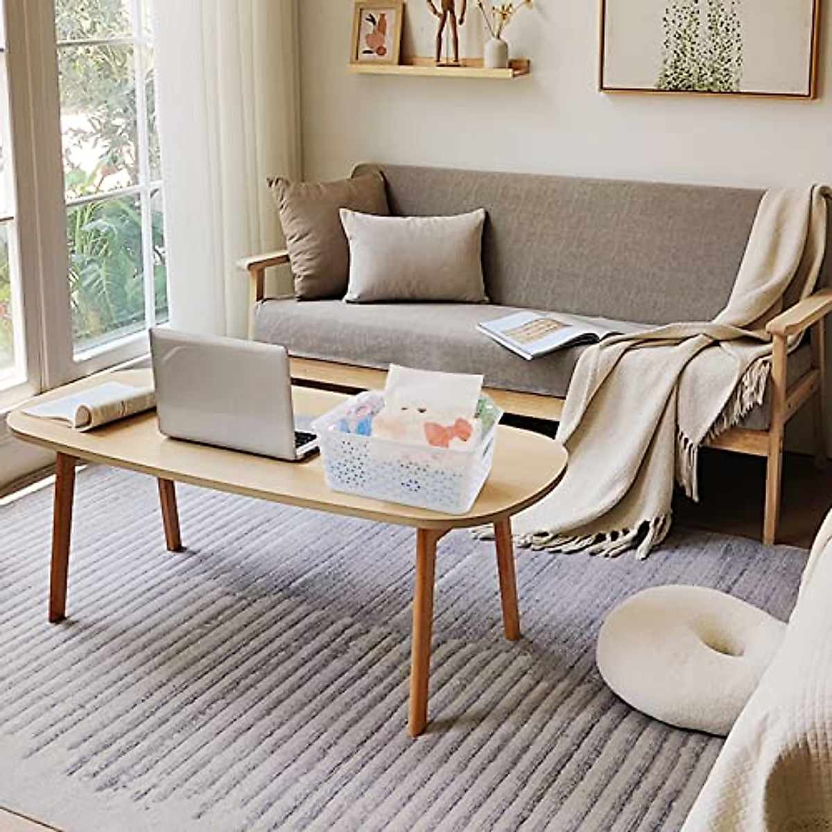 CadineUS Plastic Weave Baskets, 6 Pack Small Plastic Storage Basket Bins