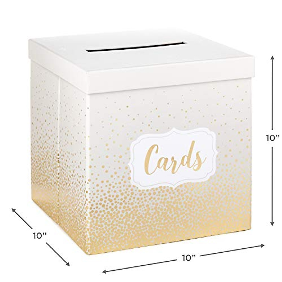 Hallmark 10" Elegant Card Receiving Box (Pearl and Gold Dots) for Weddings, Graduations, Retirements, Birthdays, Open Houses, Anniversaries