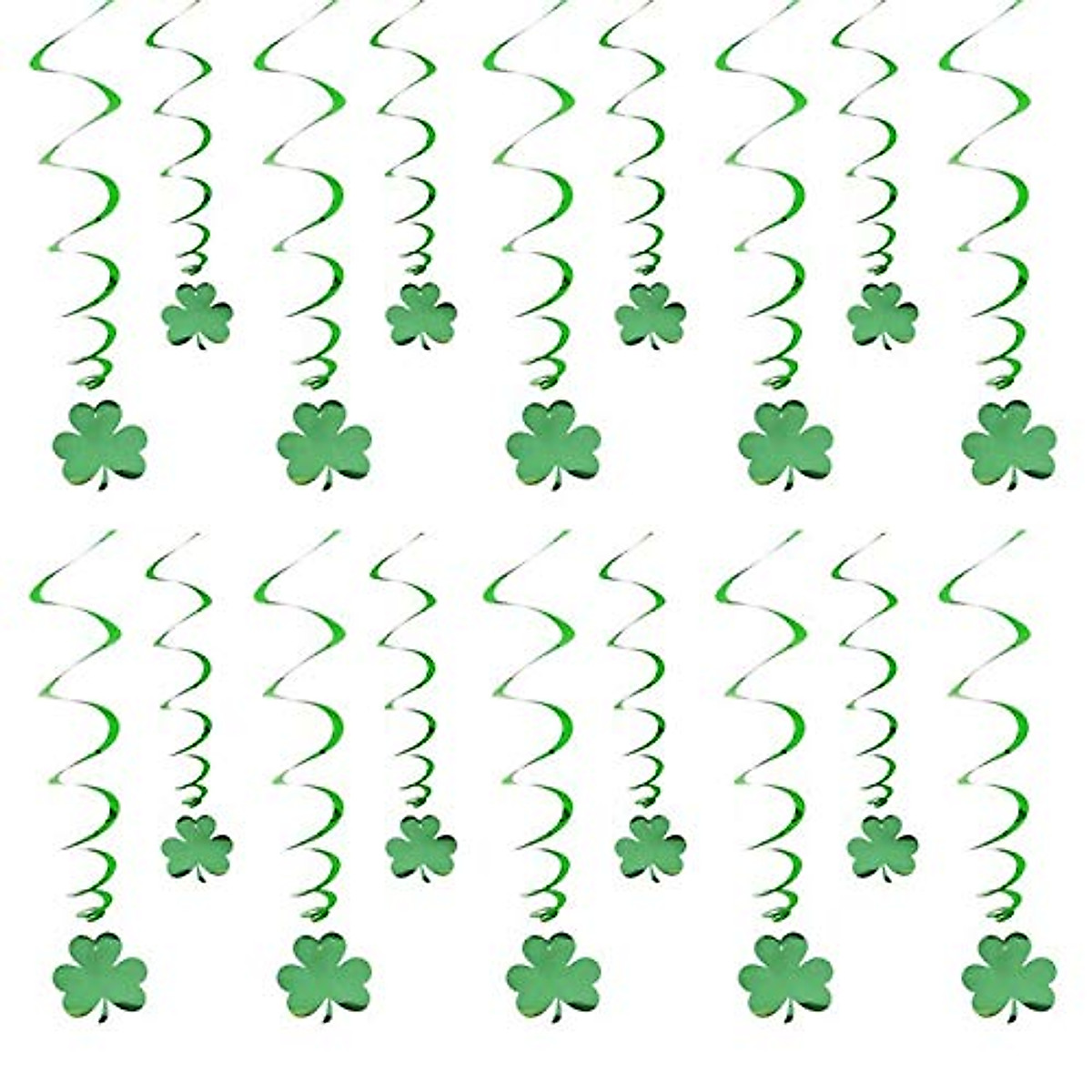 St. Patrick's Day Hanging Swirls Decorations - 18 PCS St.Patrick’s Day Green Foil Hanging Swirls with Lucky Irish Green Shamrock for St.Patrick’s Day Party Supplies (Green)