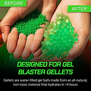 Gel Blaster Gellet Depot with 10,000 Gellets - Portable & Collapsible Ammo Storage Tub, Fast Loading Nozzle & Strainer - Hydrates & Stores 10,000 Water Based Gellets - Toy Gel Blasters Accessories