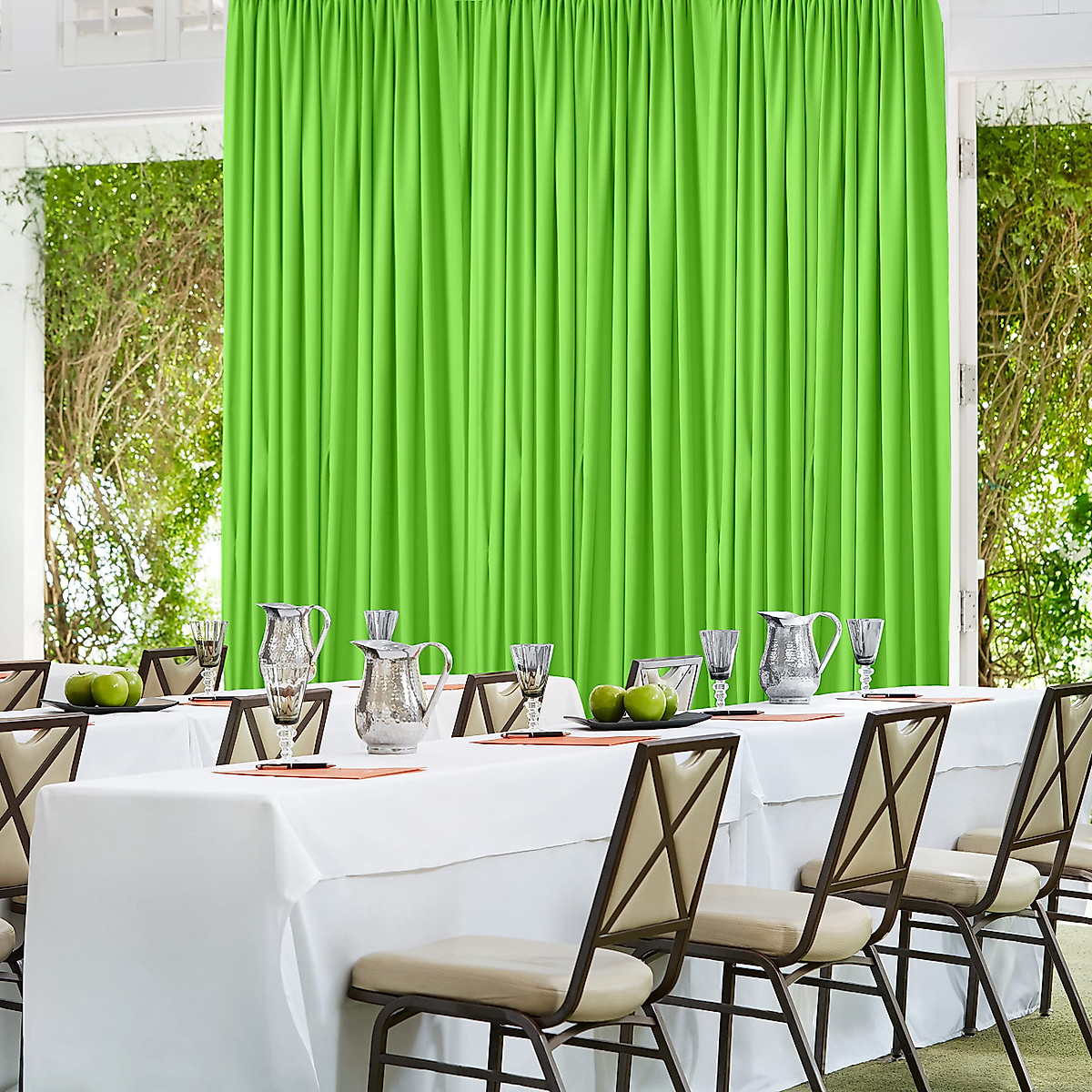 AK TRADING CO. 10 feet x 10 feet Light Green Polyester Backdrop Drapes Curtains Panels with Rod Pockets - Wedding Ceremony Party Home Window Decorations, 5FT x 10FT