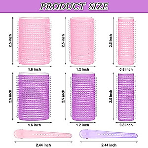 48 Pieces Self Grip Hair Rollers Set Self Holding Rollers No Heat Hair Curlers Hairdressing Curlers and Multicolor Plastic Duck Teeth Bows Hair Clips for DIY Hairdressing Salon Barber (Purple, Pink)