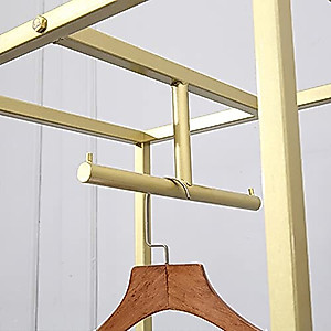 WFDERAN Creative Simple Clothes Retail Heavy Duty Metal Garment Racks,Clothing Store Hanger Storage Shelves,Commercial Wedding Dress Floor-Standing Display Rack (Gold, 75" H)