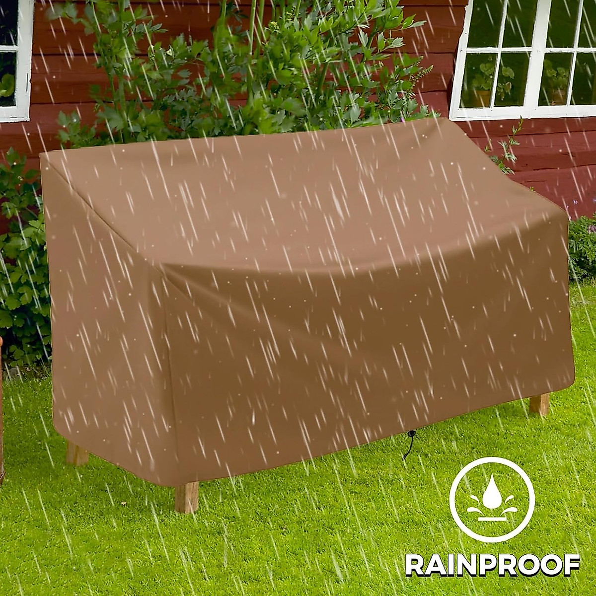 Outdoor Bench Cover, 2-Seater Patio Bench Furniture Covers with Air Vents, All Weather Resistant Bench Cover for Patio Furniture, 53L x 26W x 35H Inches