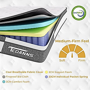 Teoanns Full Size Mattress, 10 Inch Memory Foam Mattress Bed in a Box, Hybrid Mattress Full Size for Pressure Relief & Supportive, CertiPUR-US, 100 Nights Trial