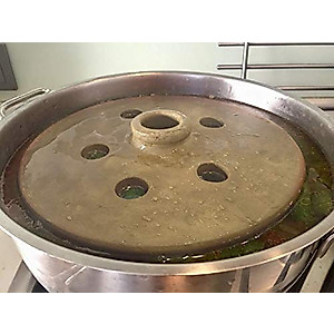 Handmade Clay Pot Dolma Lid Cover, Unglazed Terracotta Grape Leaf Roll Lid, Natural Earthenware Weighted Cooking Grill Press (Medium 8.2 in)