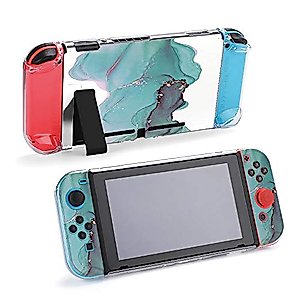 SUPNON Part of Original Alcohol Ink Painting Modern Protective Case Compatible with Nintendo Switch Soft Slim Grip Cover Shell for Console & Joy-Con with Screen Protector, Thumb Grips Design28809