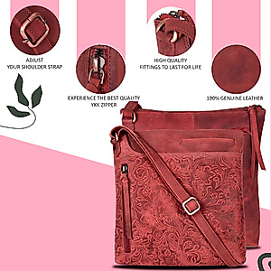 Real Genuine Leather Crossbody Bags for Women - Ladies Sling Bags Adjustable Shoulder Strap Medium Size Purses for Women