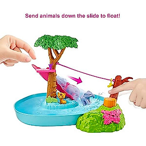 Barbie and Chelsea The Lost Birthday Splashtastic Pool Surprise Playset with Chelsea Doll (6-in), 3 Baby Animals, Slide, Zipline & Accessories, Gift for 3 to 7 Year Olds