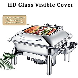 KFJZGZZ 6 L Chafing Dish Set, Stainless Steel Buffet Server Warming Tray with Water Pan amp; Fuel Holders, for Restaurant Catering Parties Weddings Picnics Food Warmer