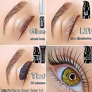 Lash Lift And T-i-n-t Kit, Lash Lift With(D-y-e), 10ml Eyelash Perm With Black Stain, Keratin EyeLash Lifting, Brow Lamination with Darker Look Be Voluminous 6 Weeks-10 Applications