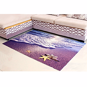 ZaH Thin Area Rug Non-Slip Doormat Carpet Printing Rug for Living Room, Bedroom, Kitchen, Bathroom (2x3 - 19.7"x31.5", Beach)