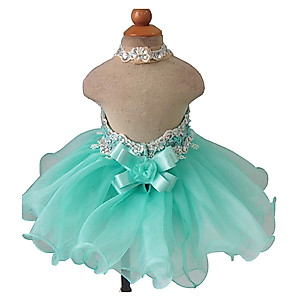 Jenniferwu EB040A Infant Toddler Baby Newborn Little Girl's Pageant Party Birthday Dress Aqua Blue Size 12-18M