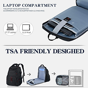 EMPSIGN Travel Laptop Backpack for Men & Women 17.3 Inch, Extra Large Backpack for Work, Water-Resistant School Computer Bag with USB Charging Port, TSA Friendly Anti Theft Business Backpack, Black