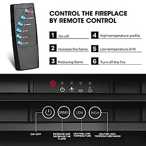 Mirrored Electric Fireplace, Fireplace Mantel Freestanding Heater Firebox with Remote Control, 3D Flame, 750/1500W