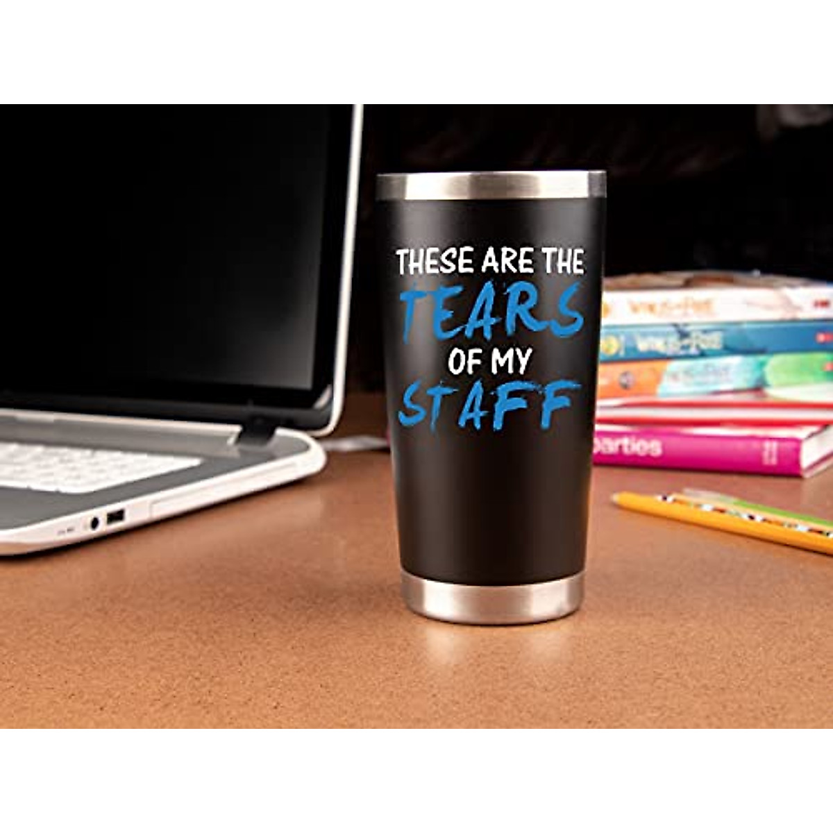 KLUBI Boss Gifts Tears of My Staff Travel Coffee Mug/Tumbler 20oz - Funny Idea for Worlds Best Boss, Assistant, Men, Man, Women, Him, Birthday, Principal, Female, Bosses Day, Office, From Employees