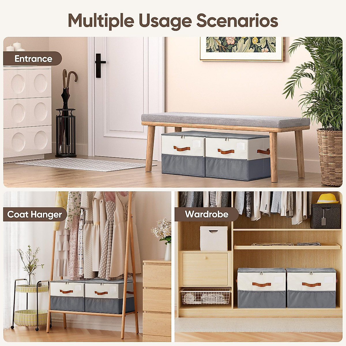 MSTONAL Shoe Organizer for Closet, 1 Pack Shoe Storage Container with Adjustable Dividers, Space Saving Shoe Box Storage Organizer Bin with Clear Lid and 4 Reinforced Handles, Fits 8-16 Pairs, Beige