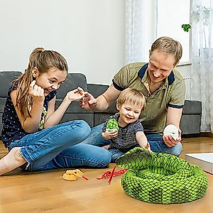 MorisMos Giant Snake Stuffed Animal Mommy with Babies, Realistic Stuffed Snakes Plush Toy, 80'' Long Green Boa Constrictor for Kids, Girls, Boys, 3 Snake Babies, 2 Snake Eggs
