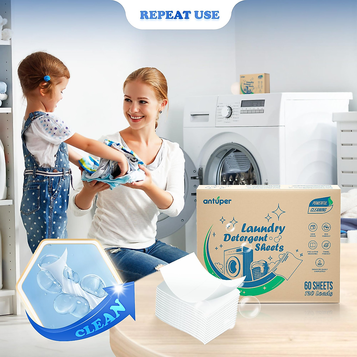 Laundry Detergent Sheets, 120 Loads Washer Soap Strips, Plant Based Liquidless Formula, Zero Waste for Home Dorm Travel Camping & Hand Washing Clean No Waste Fresh Scent