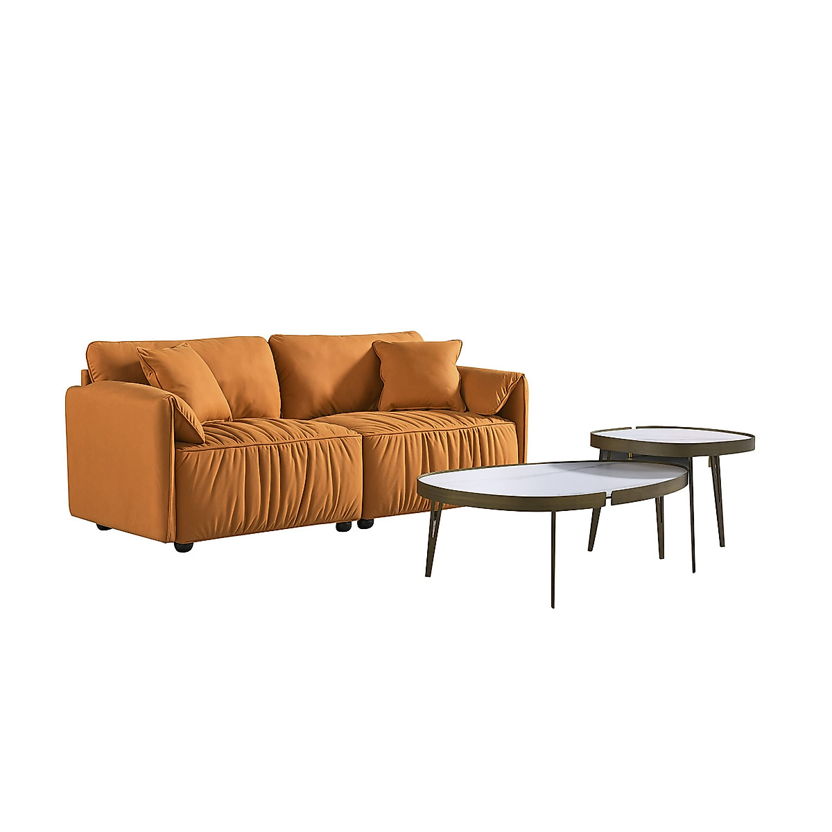Lepfun Modern, 75.6" Couch, Large deep seat, loveseat with Hardwood Frame, mid-Century upholstered Sofa,Suitable for Living Room, Bedroom and Apartment (Orange)