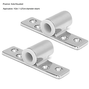 Oarlock Sockets Pair Marine Oarlock Bracket 316 Stainless Steel Side Mounted Mirror Polish Finish for 1/2in Shank Oar Lock Holder Boat Accessories