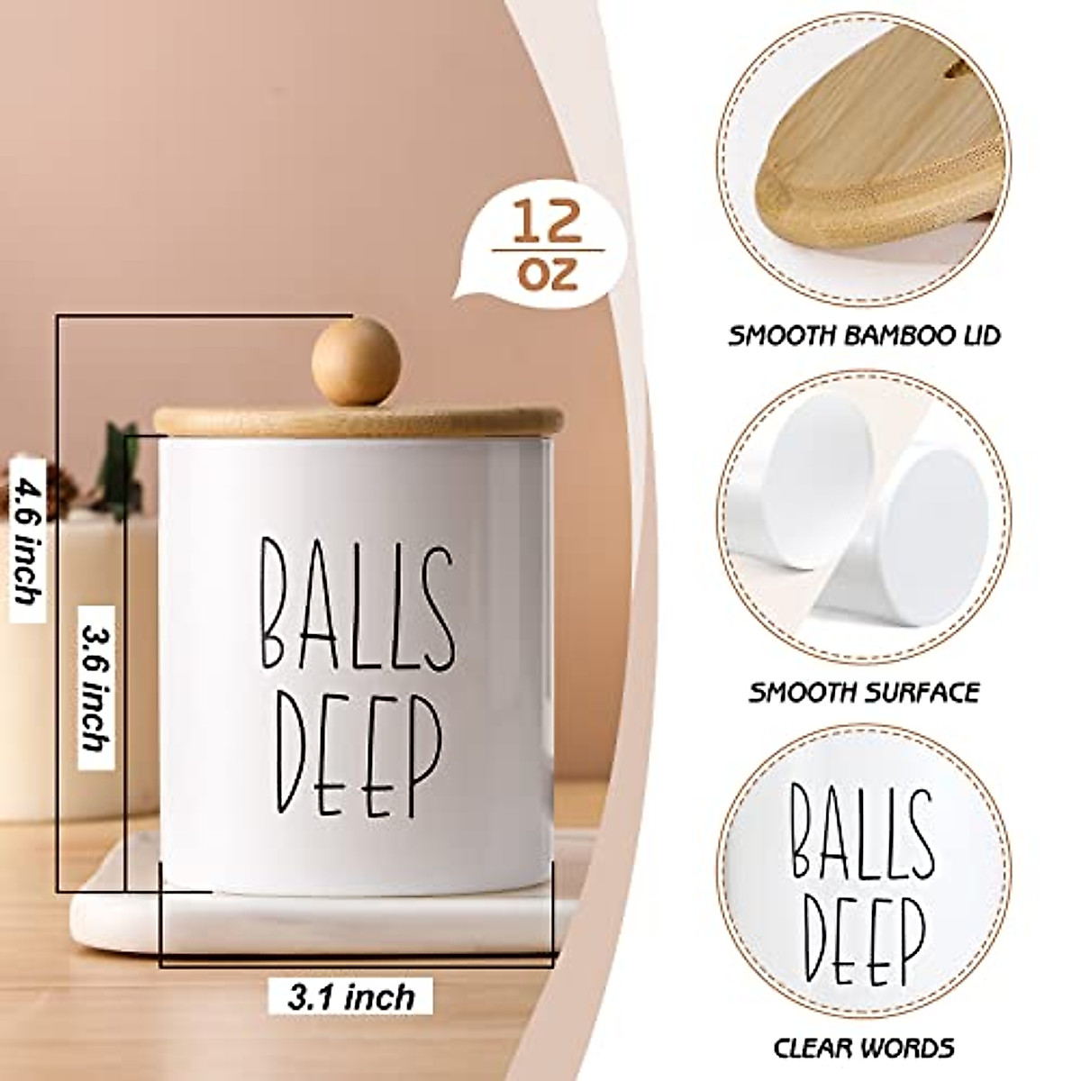 2 Pack Apothecary Jars with Bamboo Lids for Bathroom Organization - Qtip Holder and Cotton Ball Dispenser- Rustic Farmhouse Home Decor Clearance Gift - Cute Bathroom Organizer Canisters, Accessories