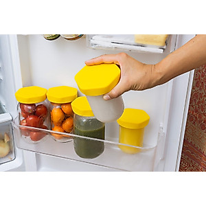 HOUSERRY DELUXE Easy-Grip Easy-Open 100% Silicone Mason Jar Lid - 3 pcs (WIDE MOUTH, YELLOW)