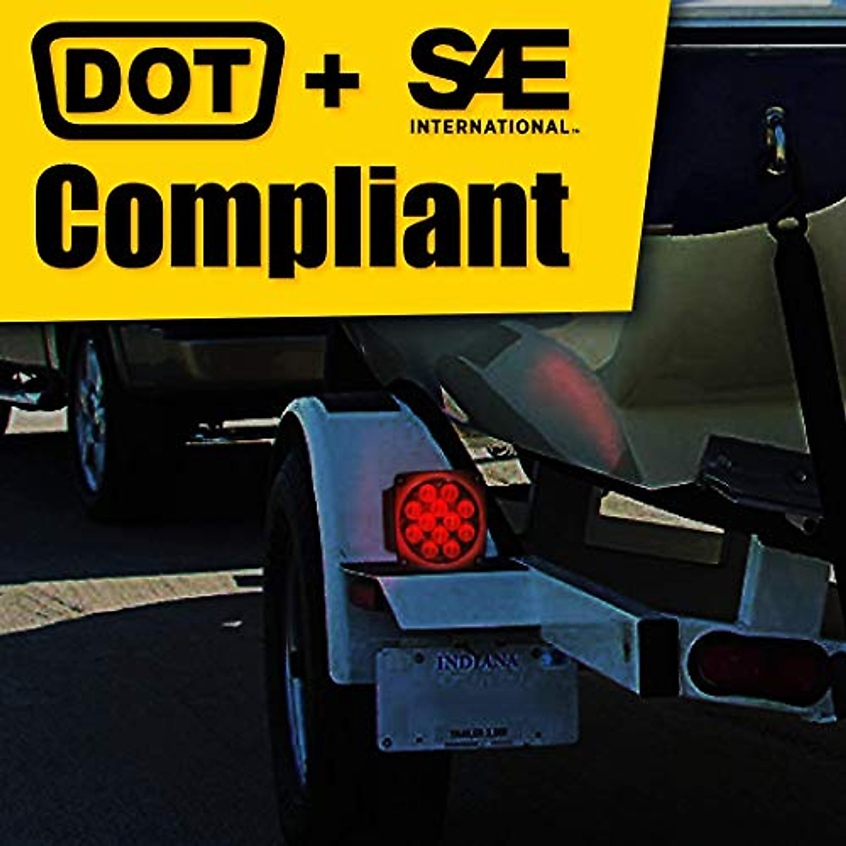 MAXXHAUL 70205 Trailer Light Kit - 12V All LED, Left and Right Waterproof Submersible for Trailers, Boat Trailer Truck Marine Camper RV Snowmobile, Red