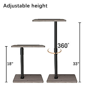 YUHFERA Sofa Armrest Tray Table for Couch - 360° Swivel Height Adjustable End for Small Spaces, Snack Side Table for Bed or Chair with Phone & Tablet Slot (Gray,Standard)