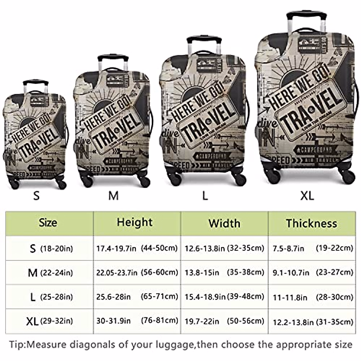 Xidingyue Luggage Cover Washable Travel Suitcase Protector Spandex Luggage Cover Fit 22-24 Inch Luggage - - Here we go Travel
