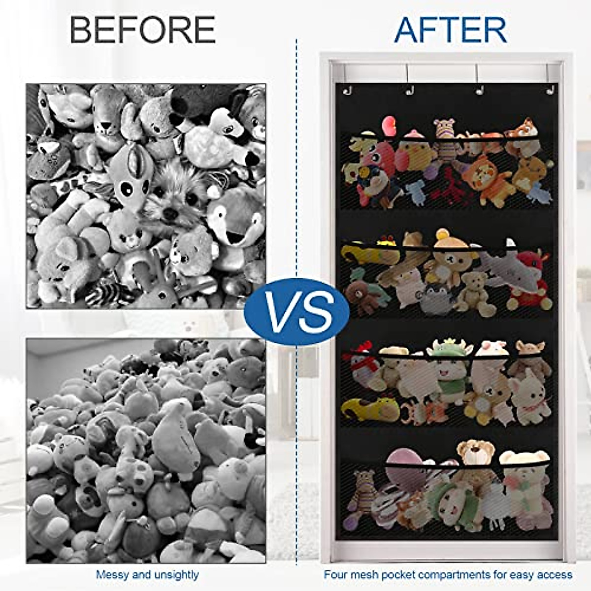 Over the Door Stuffed Animal Net, Stuff Animal Storage Ideas Hanging Stuffed Animal Storage Toys Hammock for Stuffed Animals, Kids Room Organizers and Storage for Plush Toys, Baby Supplies