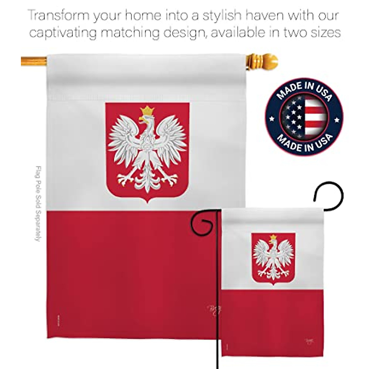 Breeze Decor Poland Garden Flag Regional Nation International World Country Particular Area House Decoration Banner Small Yard Gift Double-Sided, Made in USA
