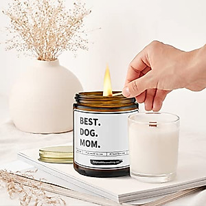 Best Dog Mom Natural Soy Candle, 9oz, Lavender Fragrance - Dog Mom Gifts for Women, Present from Dog, Cute Dog Lover Home Decor, Dog Owner, Pet Lovers Fur Mama Birthday Party Decorations Ideas