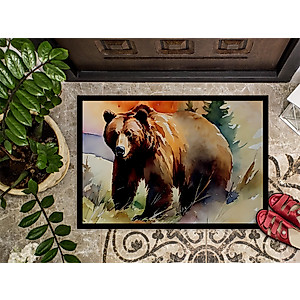 Caroline's Treasures DAC2924JMAT Grizzly Bear Doormat Front Door Mat Indoor Outdoor Rugs for Entryway, Non Slip Washable Low Pile, 24H X 36W