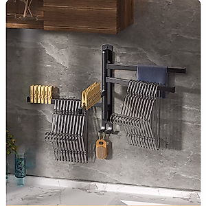 Swivel Towel Bar with 4 Arms Towel Rail Rack Holder Organizer Rod Pole Hanger Wall Mounted 180 Degree Rotation for Bathroom Kitchen Bath¡­