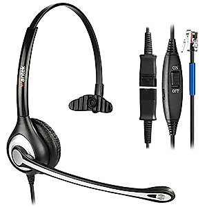 Wantek RJ9 Telephone Headset Mono with Noise Cancelling Mic, Quick Disconnect, Only for Plantronics M12 M22 MX10 Amplifiers or Cisco 7940 7942G 7945G 7960G 7975G 7821 7861 8841 8851 IP Phones(600QC1)