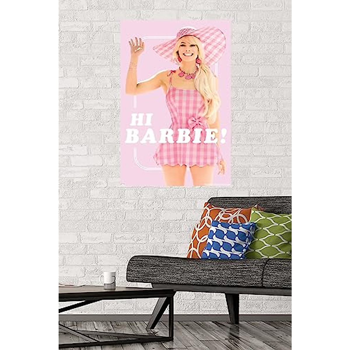 Trends International Mattel Barbie: The Movie - Hi Barbie Wall Poster, 22.37" x 34.00", Poster & Mount Bundle