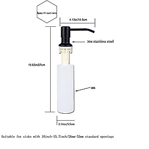 Soap Dispenser, Stainless Steel Pump Head Kitchen Sink Soap Dispenser, 10.14 OZ Capacity (Black)