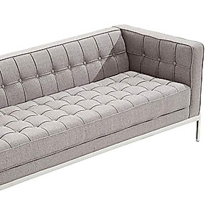Armen Living Andre Sofa in Grey Tweed and Brushed Stainless Steel Finish