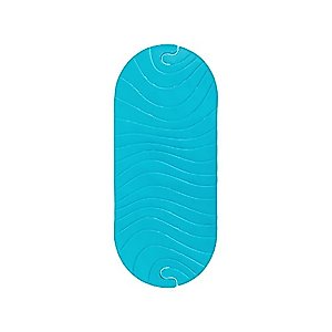 Boon B11192 RIPPLE Textured Non Slip Baby Bath Tub Mat with Hanging Hook and Drain Holes, Blue