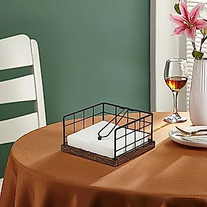 YINMIT Flat Napkin Holder for Table, Rustic Paper Napkin Organizer for Cafe with Weighted Arm, Wooden Tissue Paper Dispenser for Kitchen Countertop, Dining Table, Picnic Table, Indoor and Outdoor Use