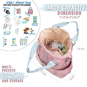 Diaper Bag Backpack for Mom Dad, ZWFLAU Multifunction Tote Travel Diaper Backpack, 4 in 1 Waterproof Convertible Lightweight Diaper Bags for Baby Boys Girls(Pink)