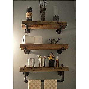 WGX Design For You Industrial Pipe Shelving Shelves Bookcase Rustic Wood Metal Wall Mounted Towel Bar Hanging Storage Racks Floating Wood Shelves