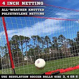 Full Size Soccer Goals for Backyard (14x7) with Carry Bag, Quick Set Up and Take Down - Strong 7 Ply Net, Built to Handle Powerful Shots - Develop Advanced Soccer Techniques and Finishing Moves