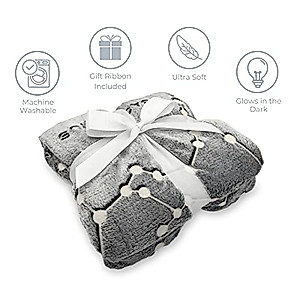 Constellation Blanket Glow in The Dark | Multiple Sizes | All Zodiac Horoscope Signs | Gift for Solar, Star, Astronomy, Astrology & Astronaut Lovers | Men, Women, Teen, Boys & Girls (60x50in)