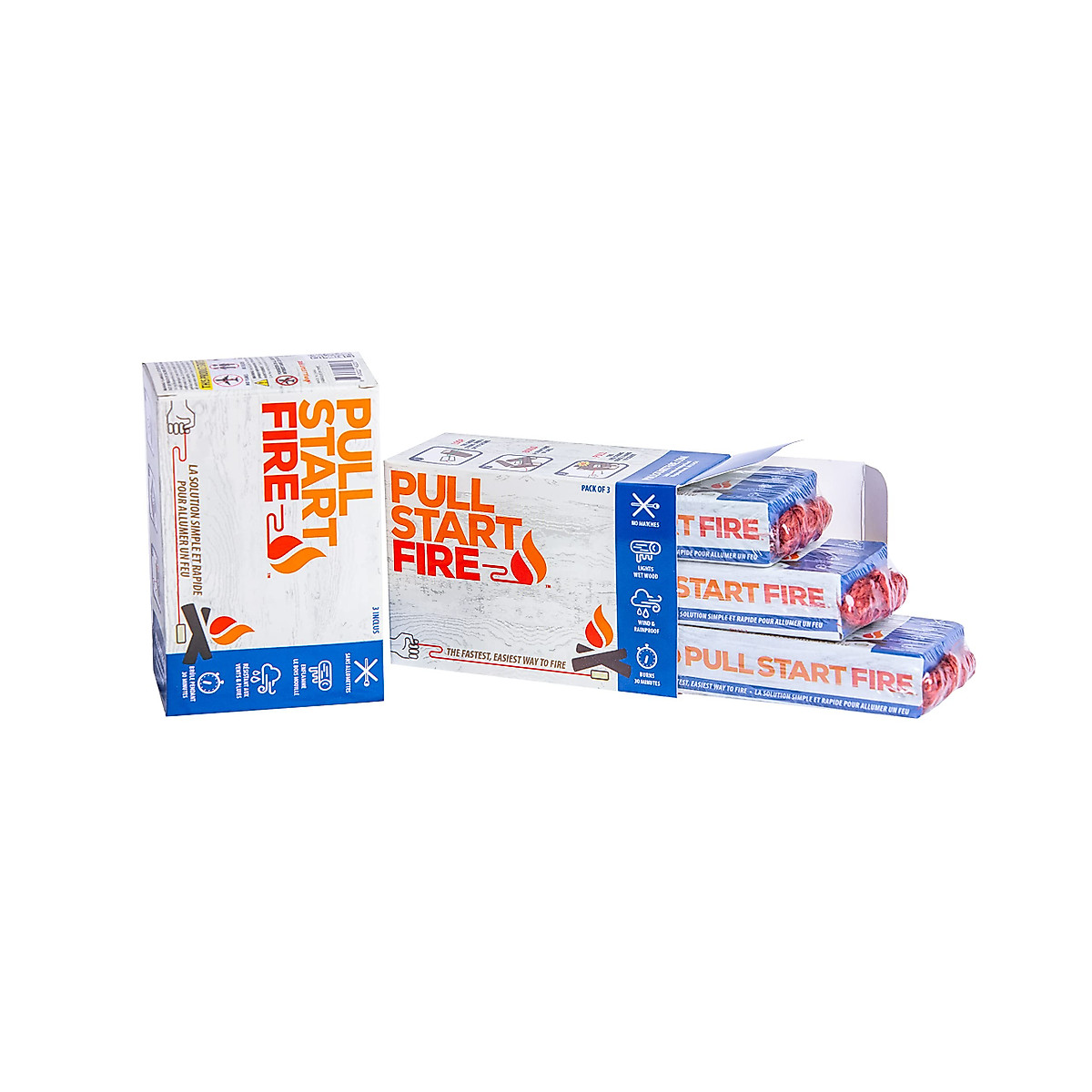 Pull Start Fire Pull String Firestarter | No Matches Required, Fire Starts in Seconds | for Campfires, Grill, Fireplace, BBQ | Lights Wet Wood, Easy to Use, Food Safe and Weather Resistant | 6 Pack